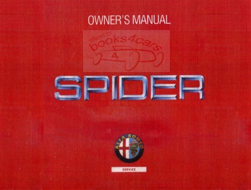 ALFA ROMEO SPIDER OWNERS MANUAL VELOCE HANDBOOK GUIDE BOOK 1991-1995 ...