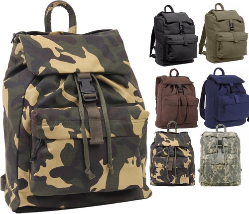 Rothco Canvas Day Pack Camo Backpack Army Knapsack Rucksack Work School ...