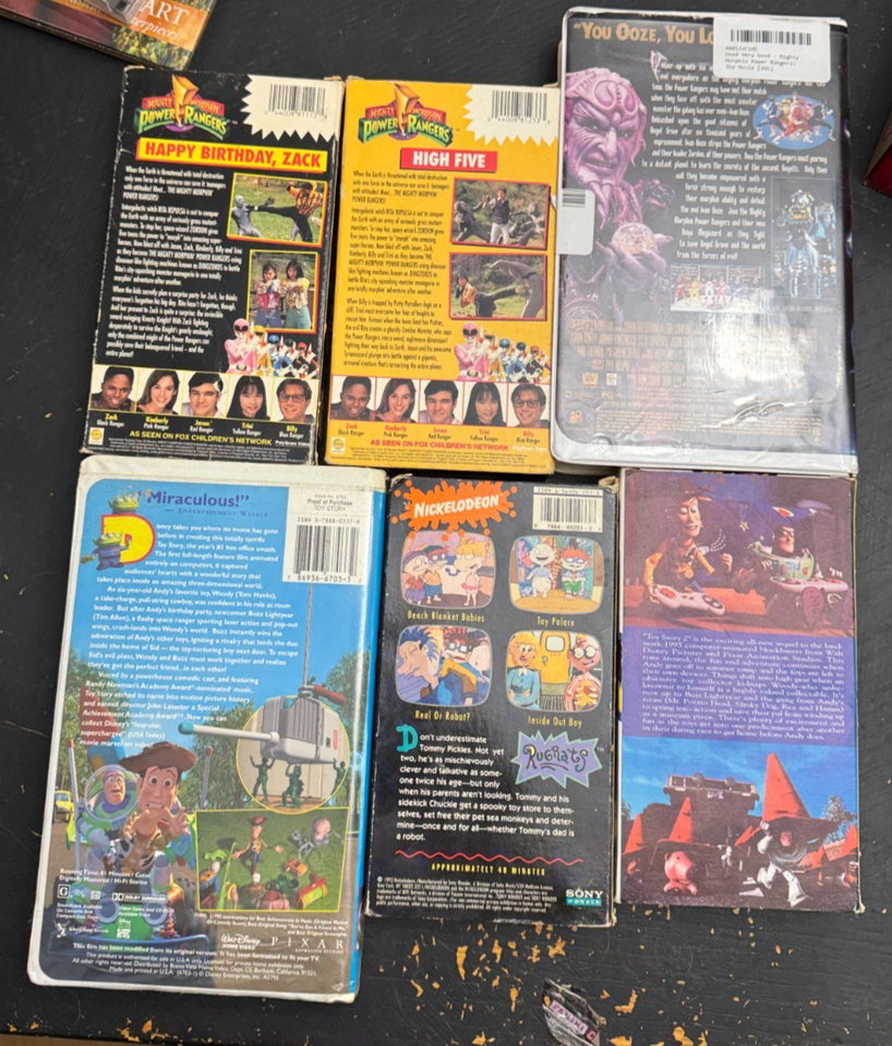 Lot of 6 VHS Kids Movies Tapes Power Rangers Toy Story Rugrats Disney ...