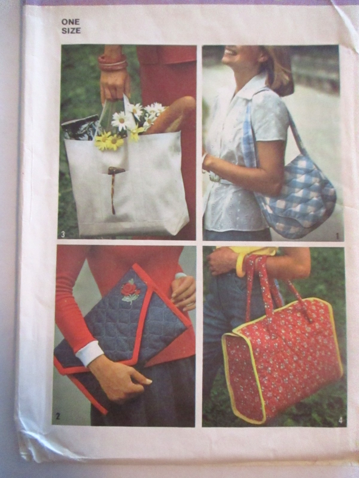Two Vintage Sewing Patterns for Tote Bags - Simplicity 7004 & Butterick ...