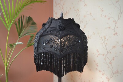 Black hand embroidered gothic lampshade for table lampshade floor ...
