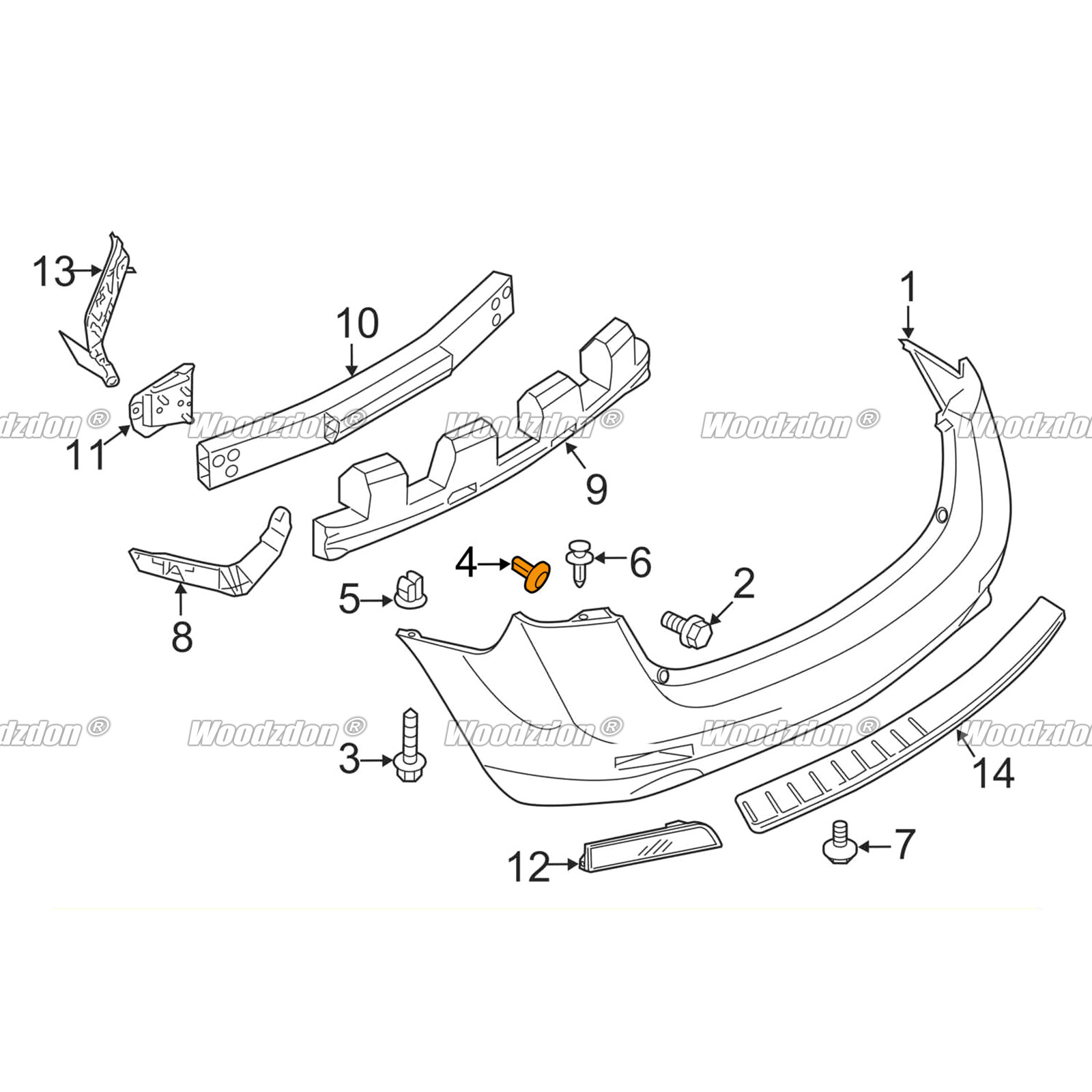 10 Bumper Grommet With Sealer M4.8 (#10) Screw Size Fits For Nissan ...