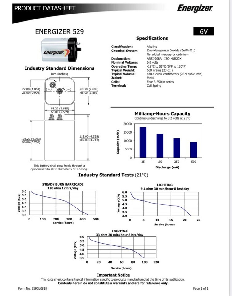 Energizer 6-Volt Spring Terminal Alkaline Lantern Battery | eBay