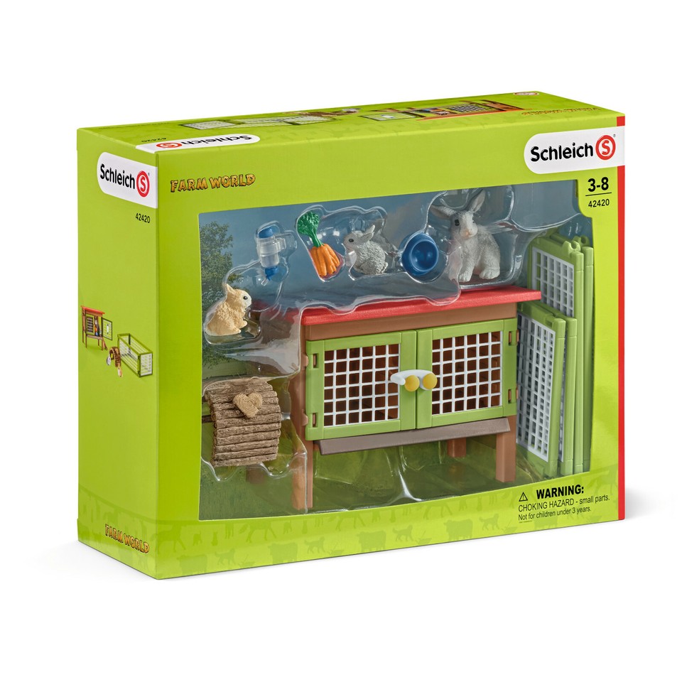 Schleich 42420 Rabbit Hutch FARM WORLD Rabbit play set toy Rabbits ...