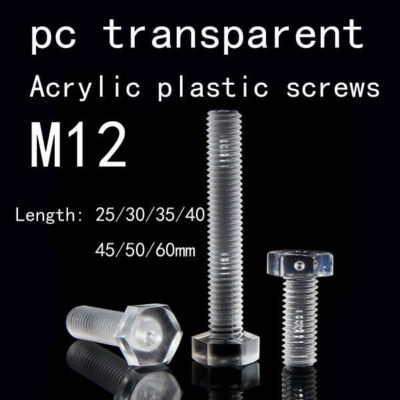 M12 PC Transparent Screws Acrylic Plastic External Hexagonal Screw Bolt ...