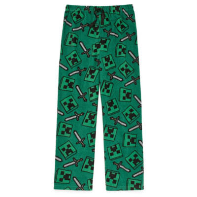 Minecraft Pajama Pants Lounge Pants Fleece Pajama Pants Green Boy Size ...