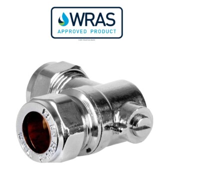 15MM Angled Compression Elbow Isolation Isolating Valve Chrome wras ...