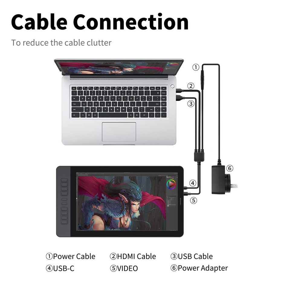 Refurbished GAOMON PD1560 15.6 inch Graphic Drawing Tablet Pen Display ...