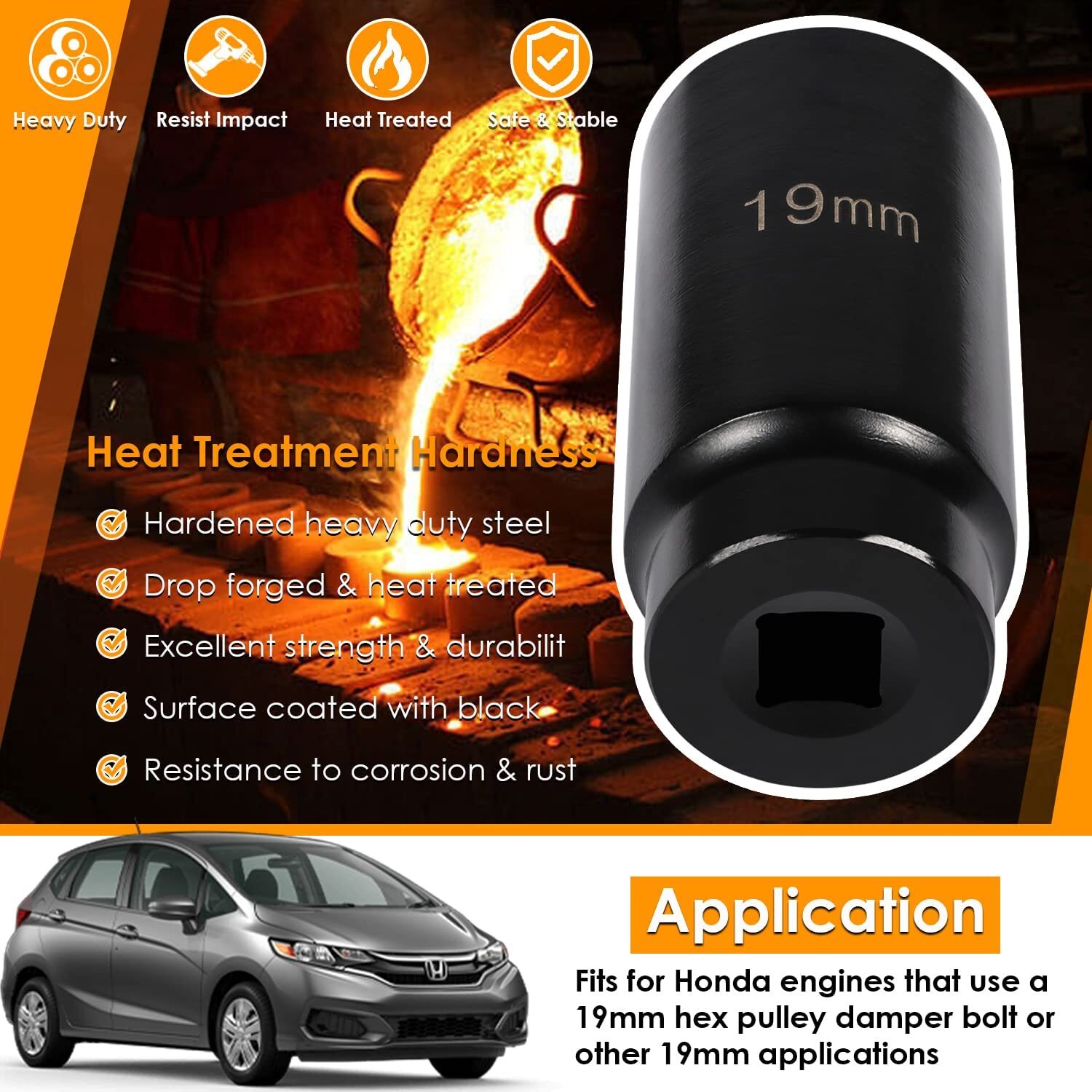 77080 19mm Harmonic Balancer Socket Crank Bolt Socket For Honda Engines ...