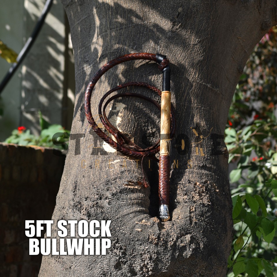 Australian Stock Whip Kangaroo Leather 5ft to 7ft Long Bamboo Handle ...
