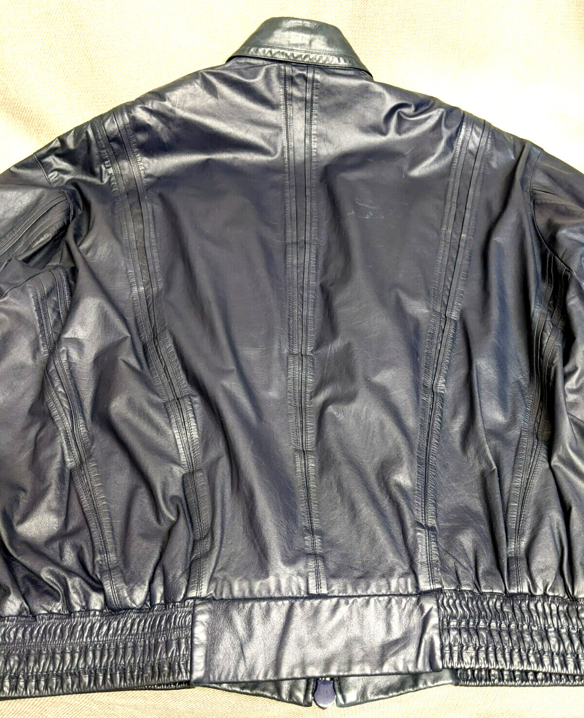 Vintage Zilli Ladies Navy Calf Leather Jacket Size 2X… - Gem