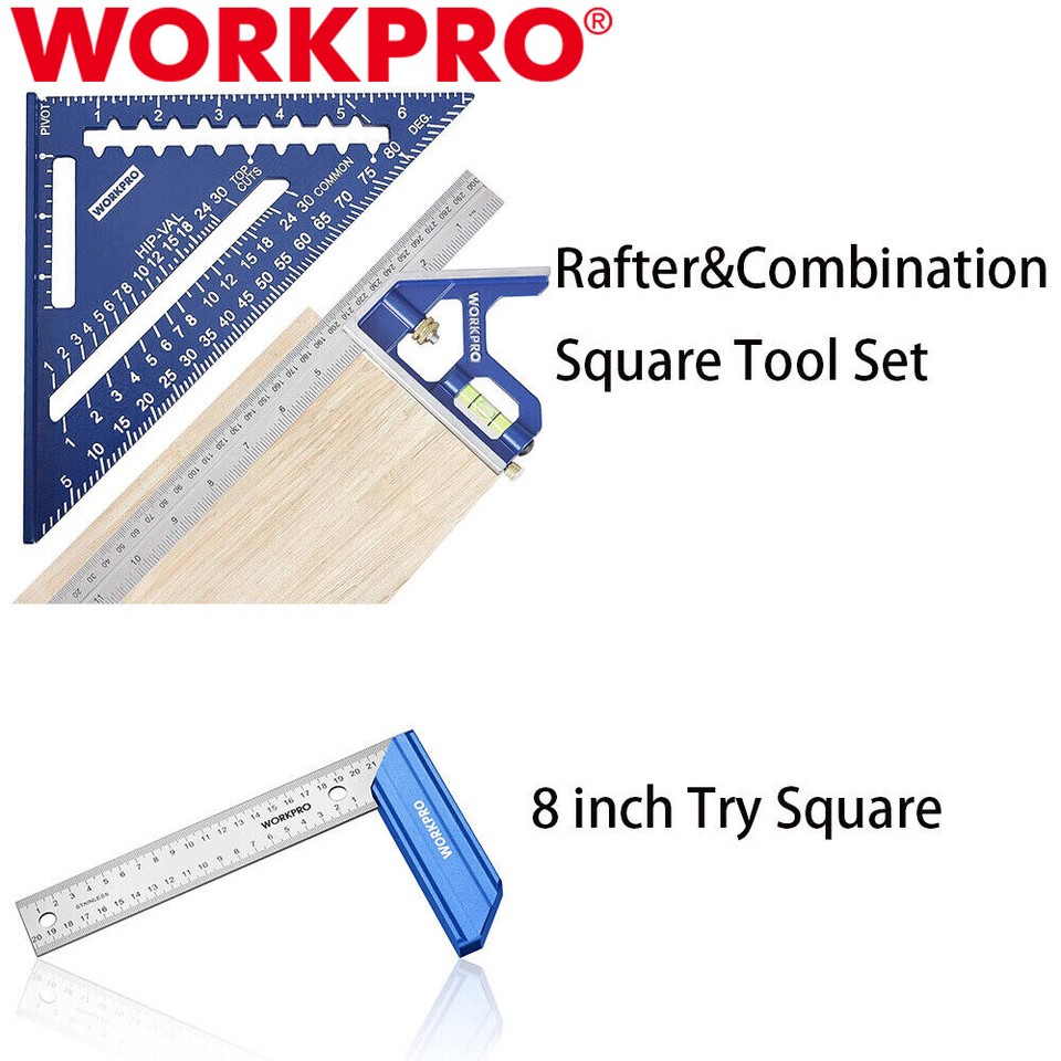 WORKPRO 8-inch Try Square Tool/2PIECE Rafter Square &Combination Square ...