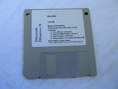 1 USED MICROSOFT WINDOWS 98 BOOT DISK 3 1/2" X03-45358 | eBay