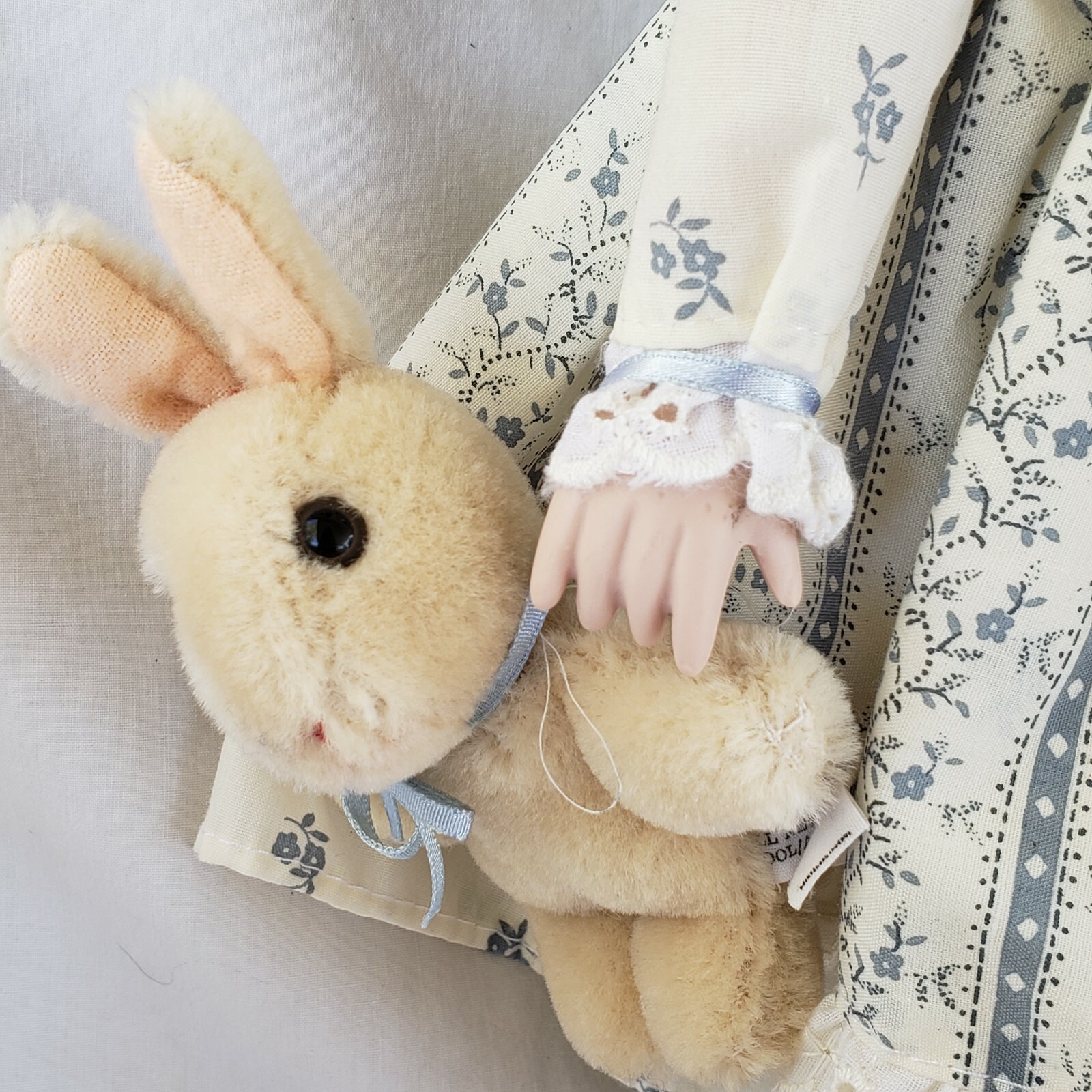 Delton Porcelain Girl with Bunny Blonde hair Blue Eyes Collectable Doll ...
