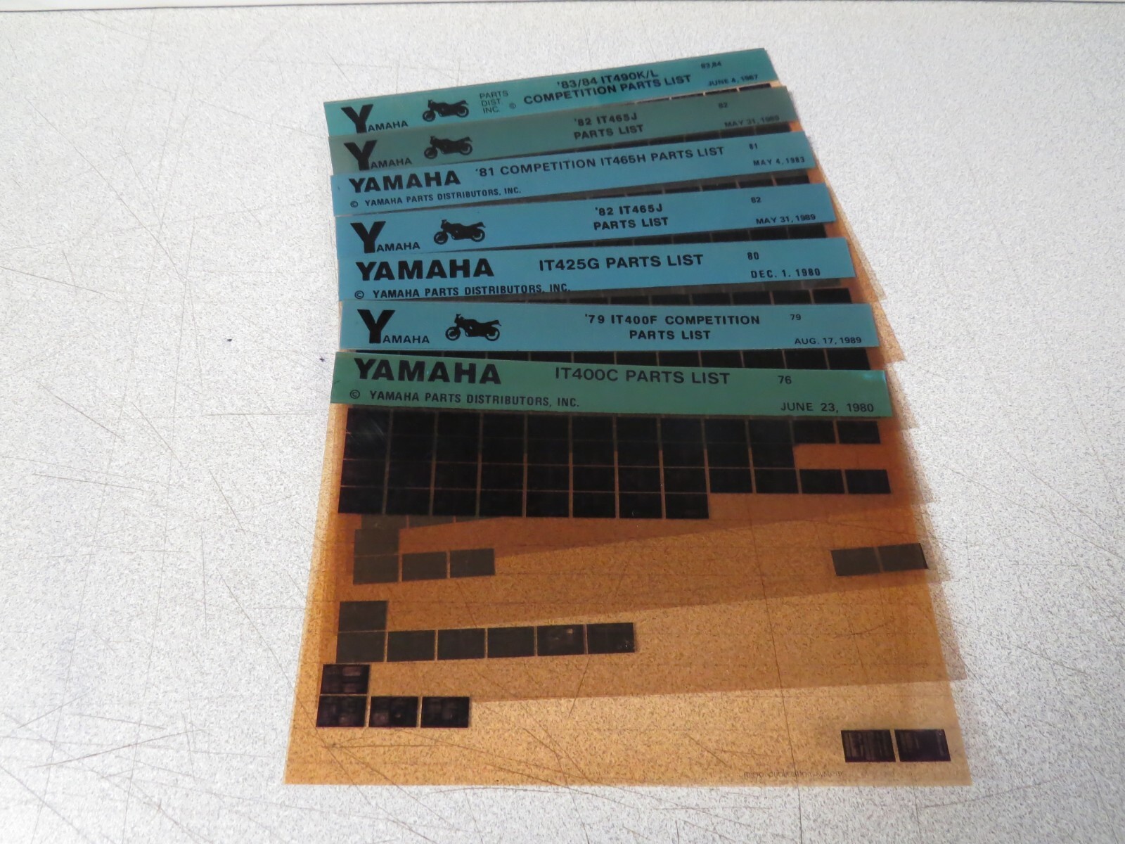 Vintage Yamaha OEM IT400 80-82 IT425 IT465 IT490 Parts List Microfiche ...
