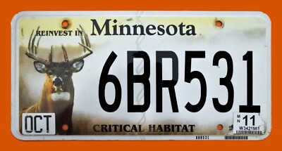 MINNESOTA GRAPHIC DEER CRITCAL HABITAT WILDLIFE AUTO LICENSE PLATE " 6 ...