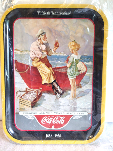 Vtg 1987 Coca Cola Metal Tray Fiftieth Anniversary Sea Captain New In ...