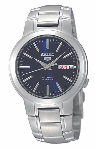 Seiko 5 Automatic Blue Dial Stainless Steel Strap 37mm Men's Watch ...