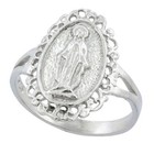 Sterling Silver High Polished Finish Virgin Mary Miraculous Medal Ring ...