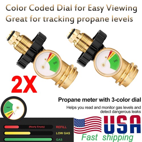 Propane Tank Adapter with Gauge Converts POL LP Tank Valve QCC1/Type1 ...