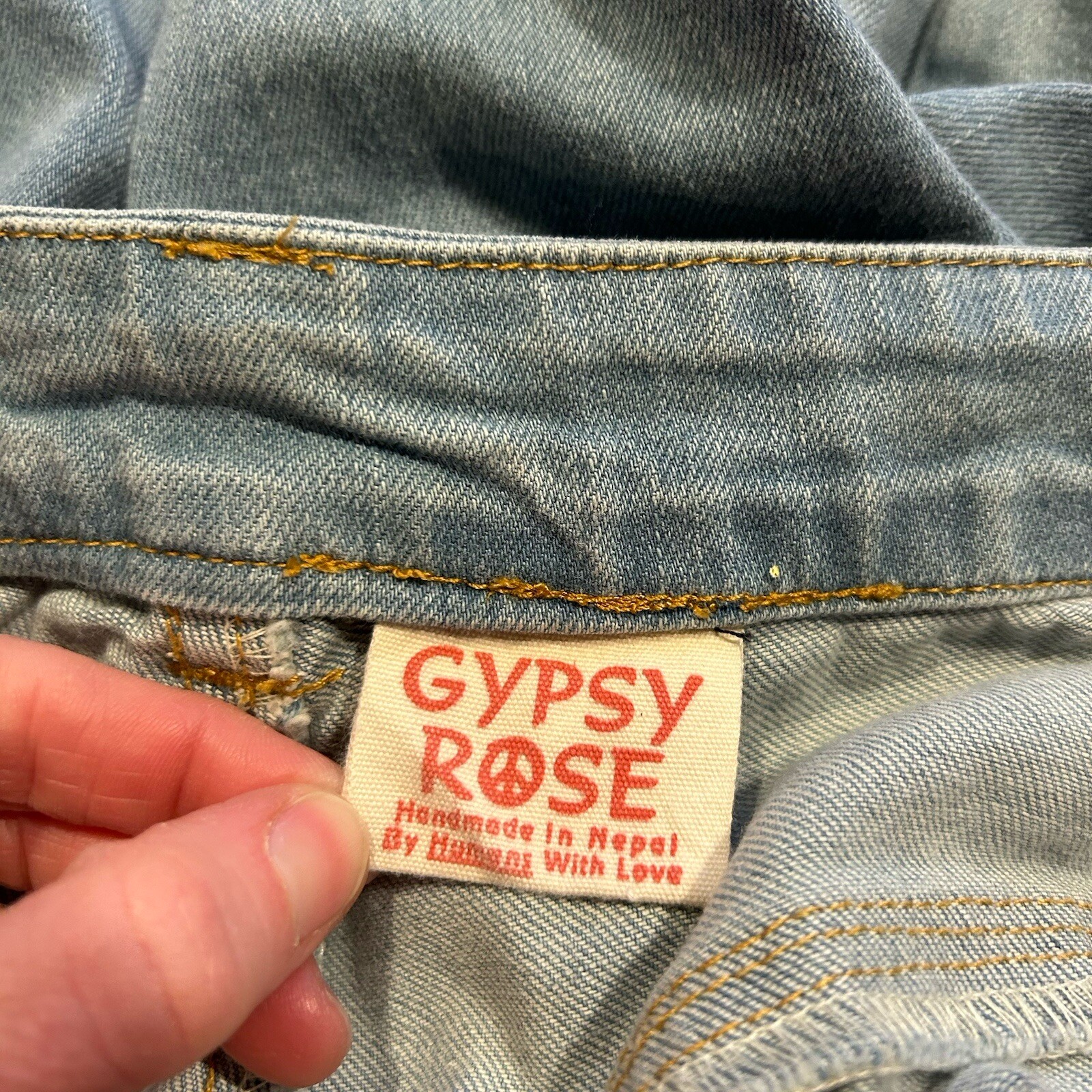 Gypsy Rose Flared Hippie Boho Jeans Size Large - Gem