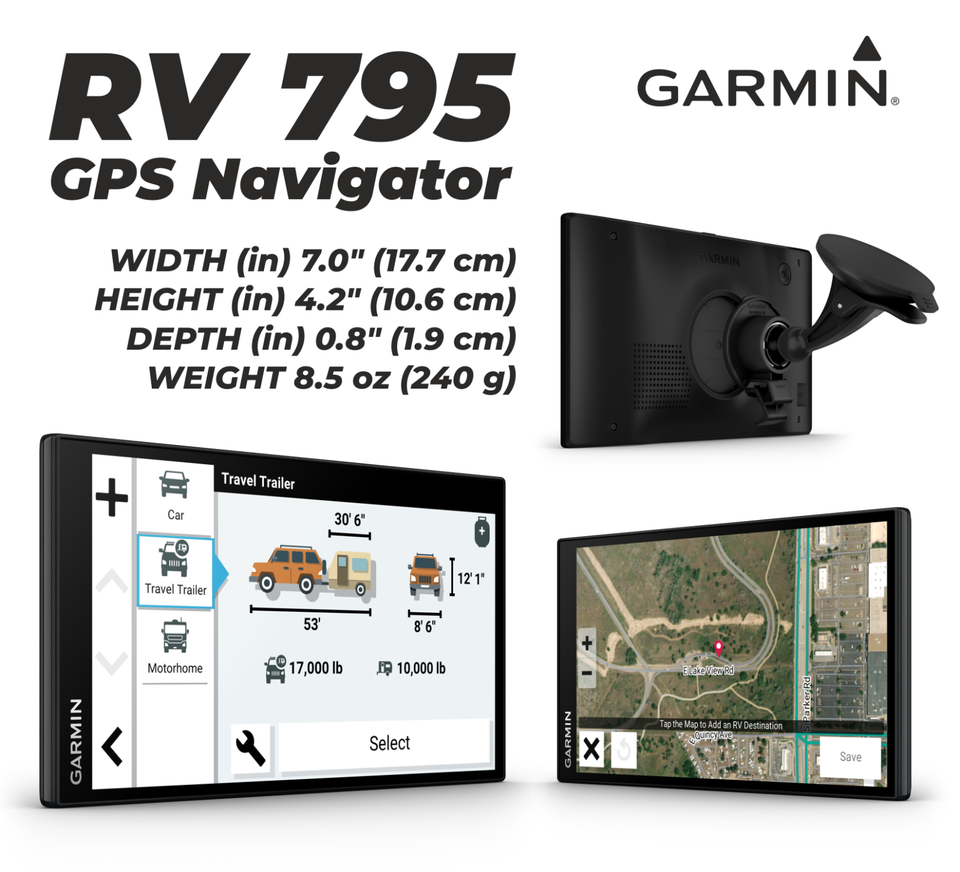 Garmin RV 795 GPS Navigator Large Easy-to-Read 7 in Display Custom RV ...
