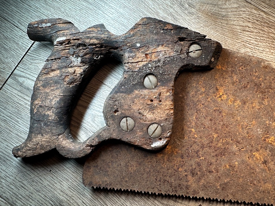 VERY RARE ROSE FLOWER Antique EC Atkins Hand Saw Carved Handle ...