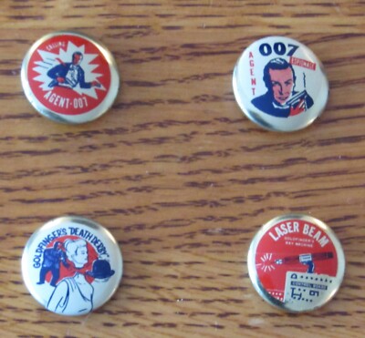 Lot of Seven James Bond 007 ‘60s Gumball Vending Machine Pins and Rings ...