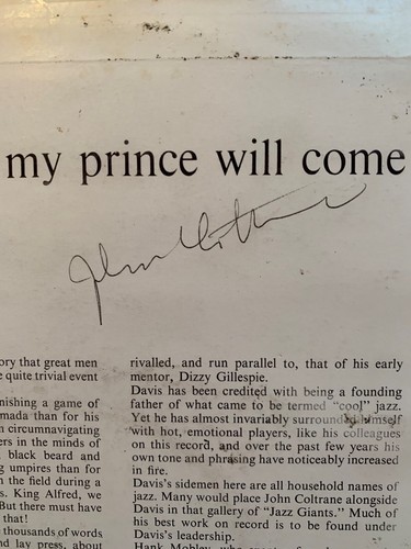 JOHN COLTRANE Extremely Rare Hand signed album cover SOMEDAY MY PRINCE ...