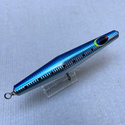Wood Popper Fishing Lures Topwater Surf Saltwater GT Tuna blue silver 7 ...