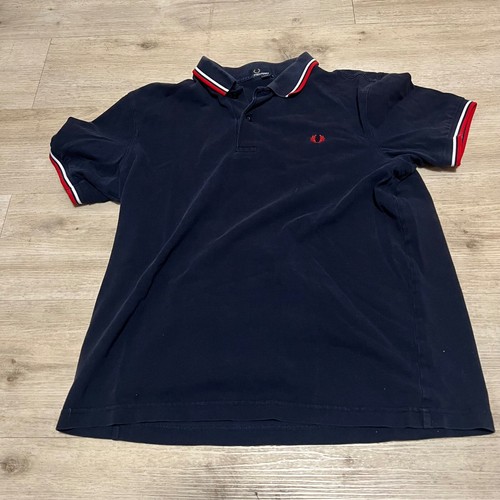 Fred Perry Mens Size L Navy Red White Polo Shirt Punk Oi! GBH Blitz ...