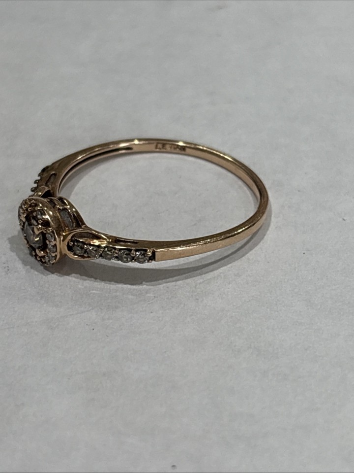 LE VIAN 14K Round Chocolate Diamond Ring w/ Round White Diamond Halo ...