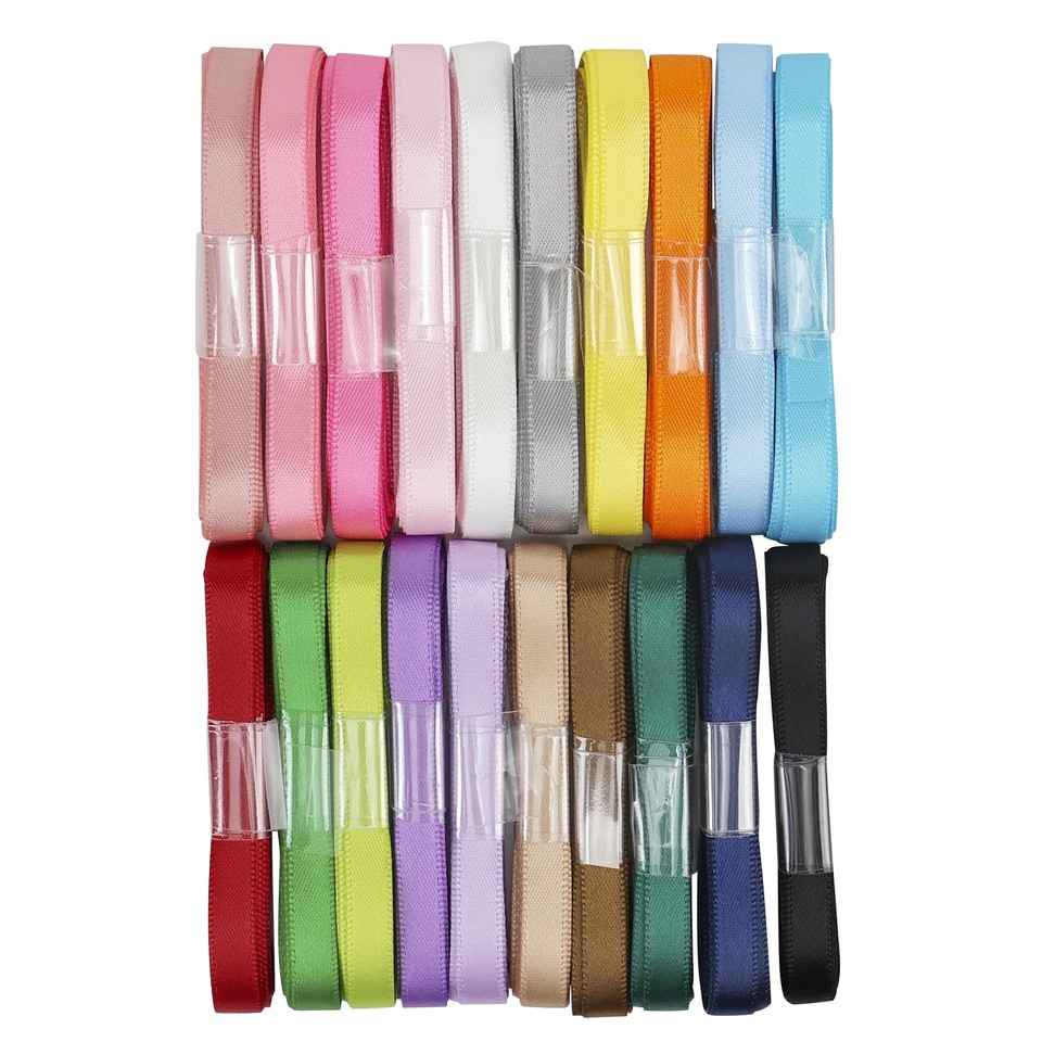 HUIHUANG 1/4 inch Satin Ribbon Assorted Double-Faced Satin Fabric ...