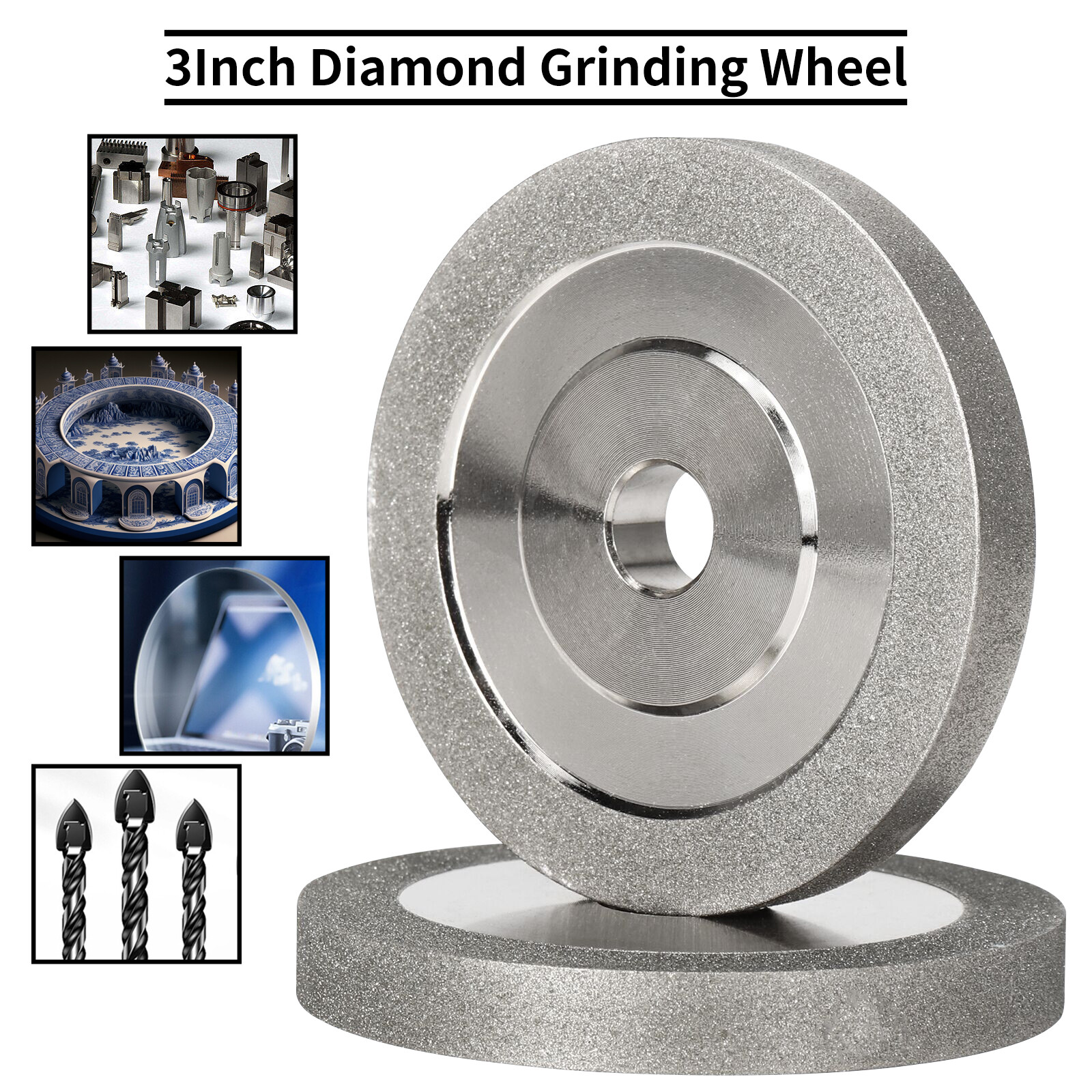 3'' Diamond Grinding Wheel Carbide Cutter Metal 150 Grit For Angle ...