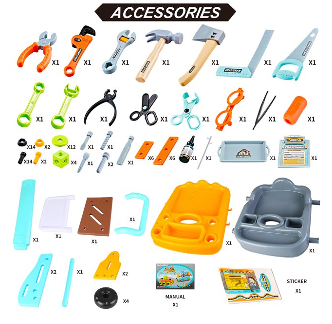 Kids Realistic Construction Tools Toys Set-102PCS Pretend Play Tool ...