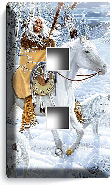 NATIVE AMERICAN INDIAN CHIEF WHITE HORSE WINTER LIGHT SWITCH OUTLET ...