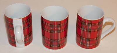 Pacific Rim Red Plaid Mugs Coffee - Lot of 3 - Read Details | eBay