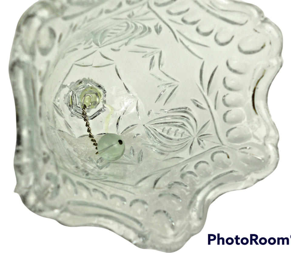 Scalloped Rim 7" Pressed Glass 70's Dinner Bell Floral Design W/Glass ...