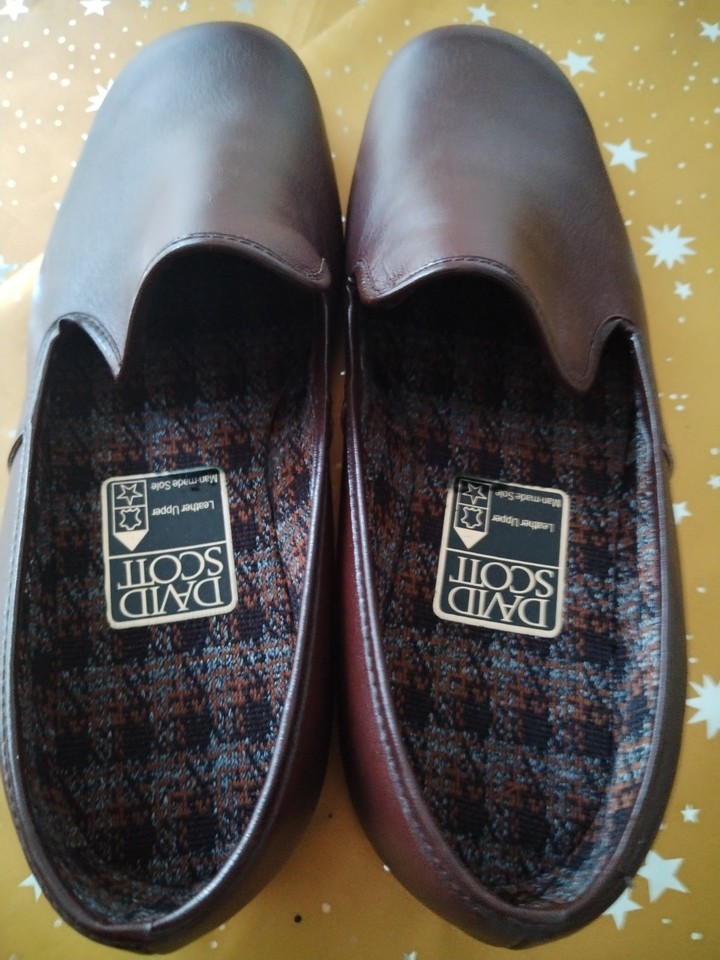 David Scott new vintage leather slip on shoes 71/2 size 7.5 | eBay UK