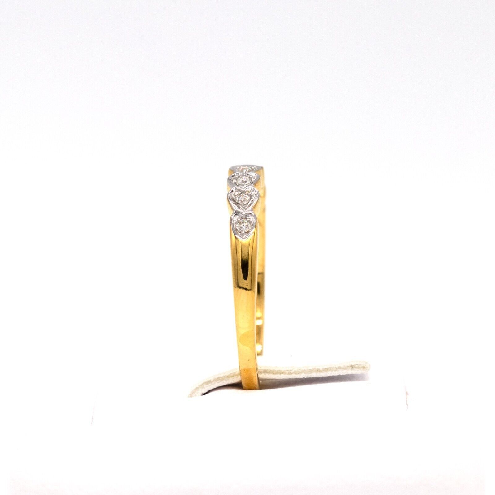 Heart row ring 9k yellow gold genuine diamond 375 9ct ME790 | eBay
