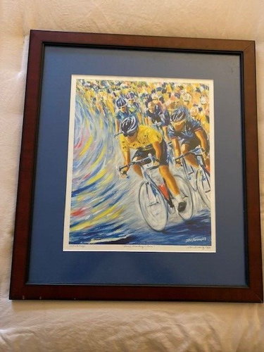 LANCE ARMSTRONG IN PARIS STAN SWEENEY ART PRINT MATTED FRAMED SIGNED #29/200 | eBay