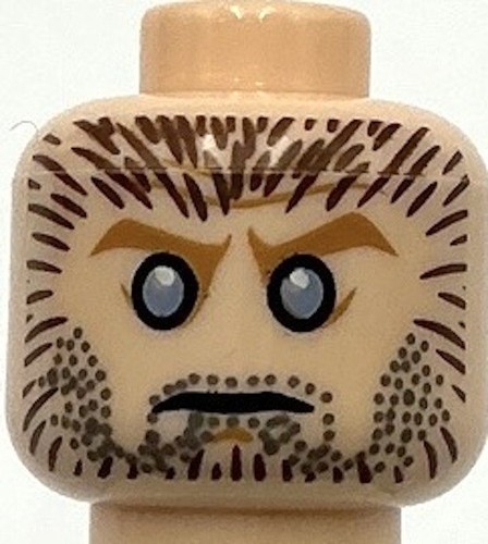 Lego New Light Nougat Minifigure Head Dual Sided HP Werewolf Fur with ...