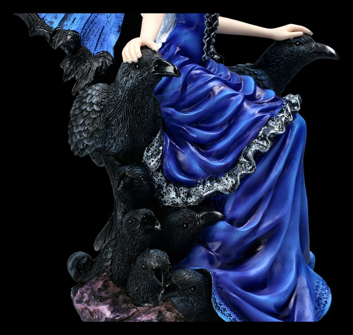 Elfen Figur - Rabenkönigin auf Thron - Fantasy Fee Rabenelfe Dekostatue ...