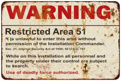 Warning Restricted Area Military Vintage Retro Gift 8x12 Metal Sign ...