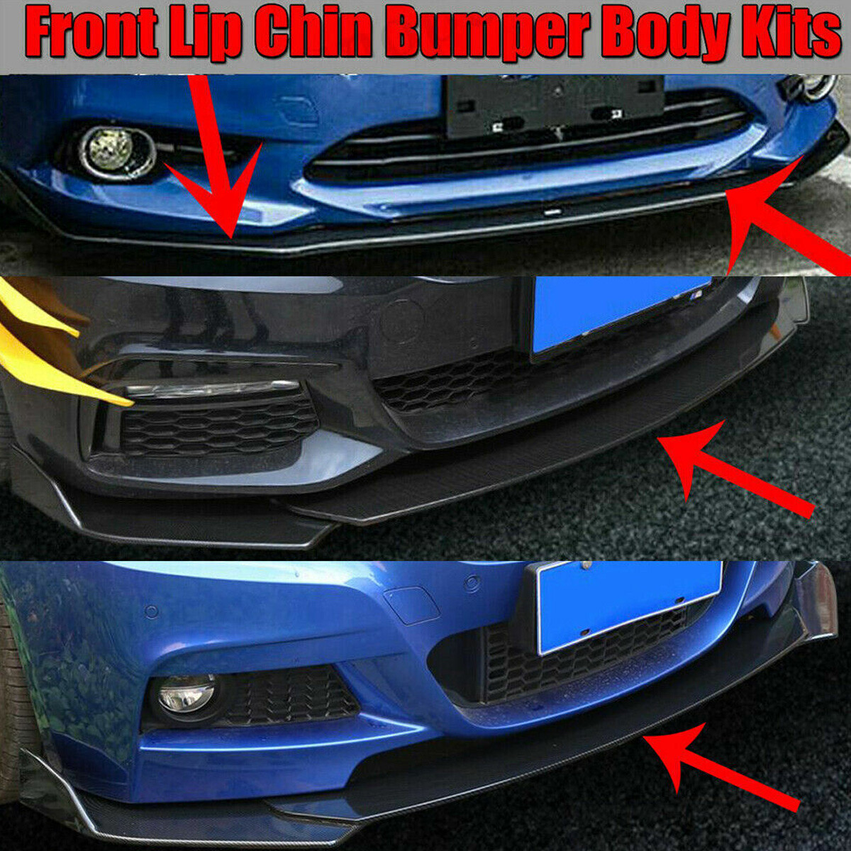 For Ford Mustang 2 Front Bumper Lip Chin Spoiler Splitter Body Kit+Side ...