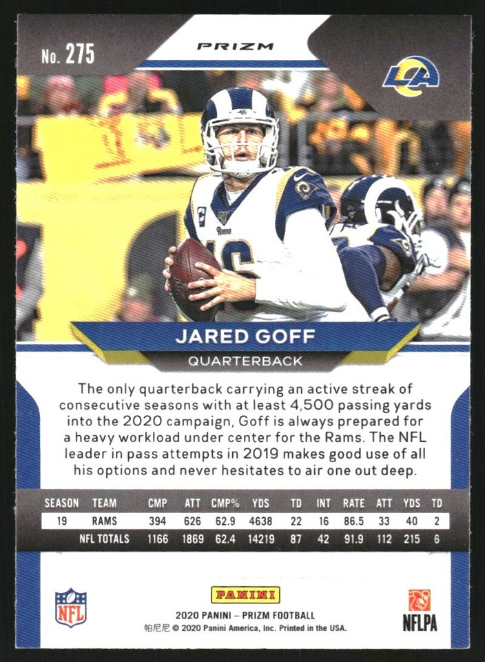 2020 Panini Prizm Prizms Red Ice #275 Jared Goff | eBay