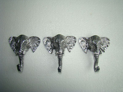 Metal Elephant Trunk Coat Hook Set of 3 Pieces Figurine Hooks statue a ...