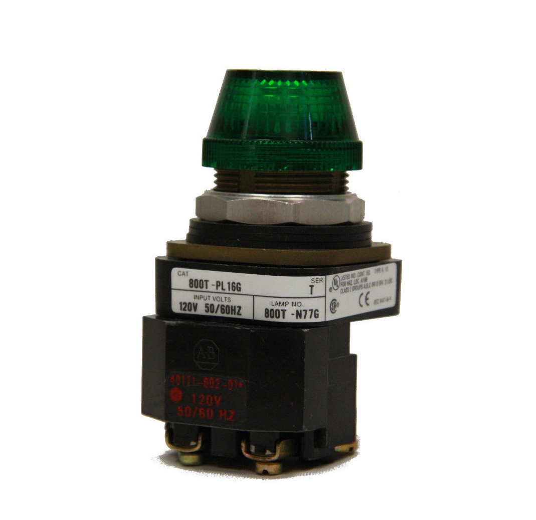 Allen Bradley 800T-PL16G LED Pilot Light Type 4, 13 Green 120V New in ...