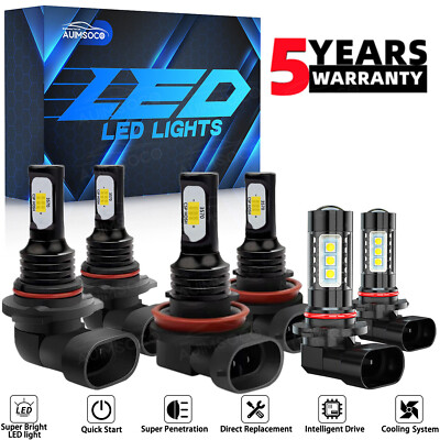 For Ford Edge 2007-2010 6x Bulbs LED Headlights Hi/Low Beams + Fog ...