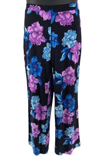 Susan Graver Printed Liquid Knit Pull-On Wide Leg Pants Navy/Blue | eBay